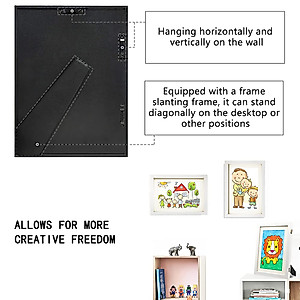 TUTULOO A4 Kids Art Frame - Holds 50 Pcs Art Work - Dark Acrylic Frame - Minimalist Style - Front Opening - Vertical Orientation - Tabletop, Wall Mount