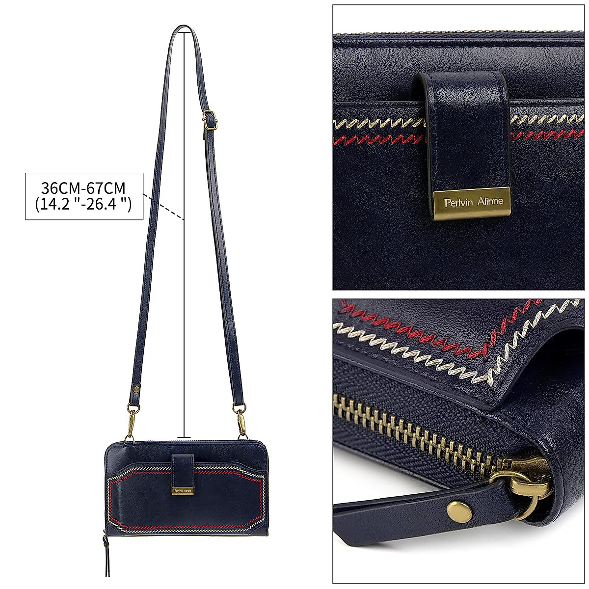 Perlvin Alinne Rifd blocking Wristlet Wallet with Cell Phone Holder Crossbody Bags Purse for Women