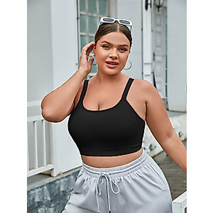 Milumia Women's Plus Size Crisscross Back Sports Bra Fitness Workout Yoga Bra Black XX-Large Plus
