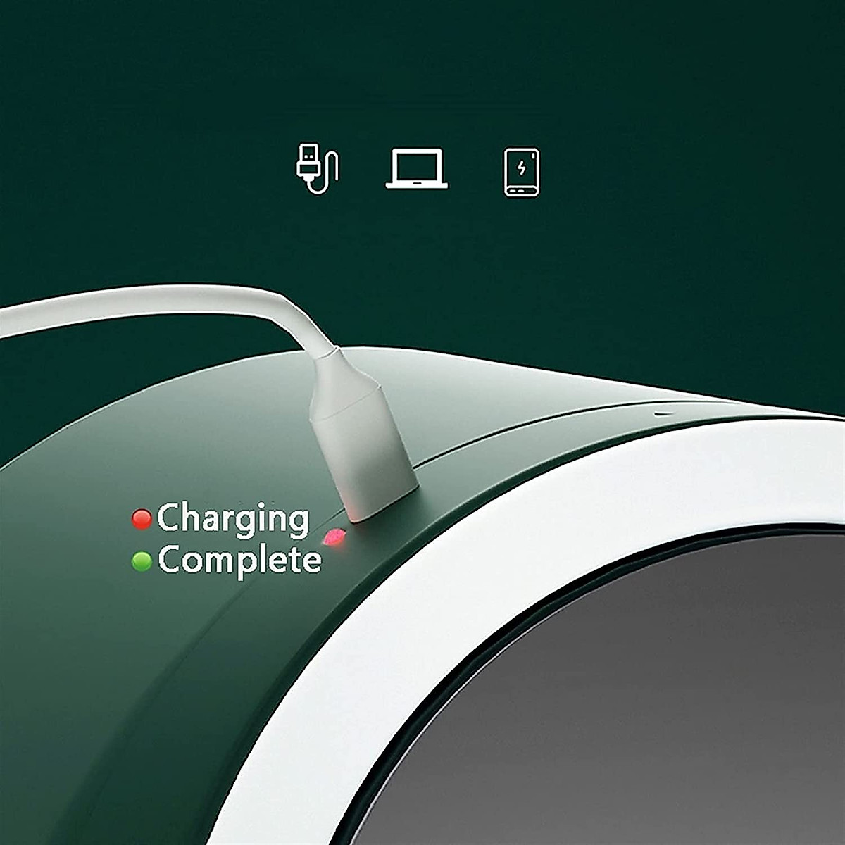 YXYH Cosmetic Organizer with Fan and 360° Rotating LED Mirror 3 Color Adjustable Standing Countertop Multifunctional Makeup Storage Box ( White)