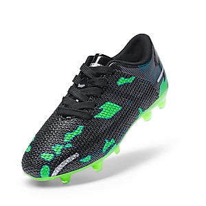 DREAM PAIRS Boys Girls Soccer Cleats Kids Football Shoes for Little/Big Kid,Size 10 Toddler,Black/Green,SDSO2301K