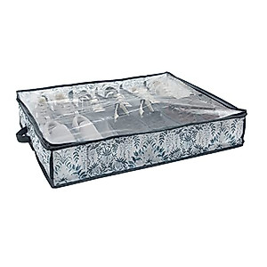 Laura Ashley Non-Woven 12 Pair Under The Bed Shoe Storage Bag | Dimensions: 29"x 24"x 6" | Holds 12 Pairs of Shoes | Bedroom Organization | Foldable | Parterre