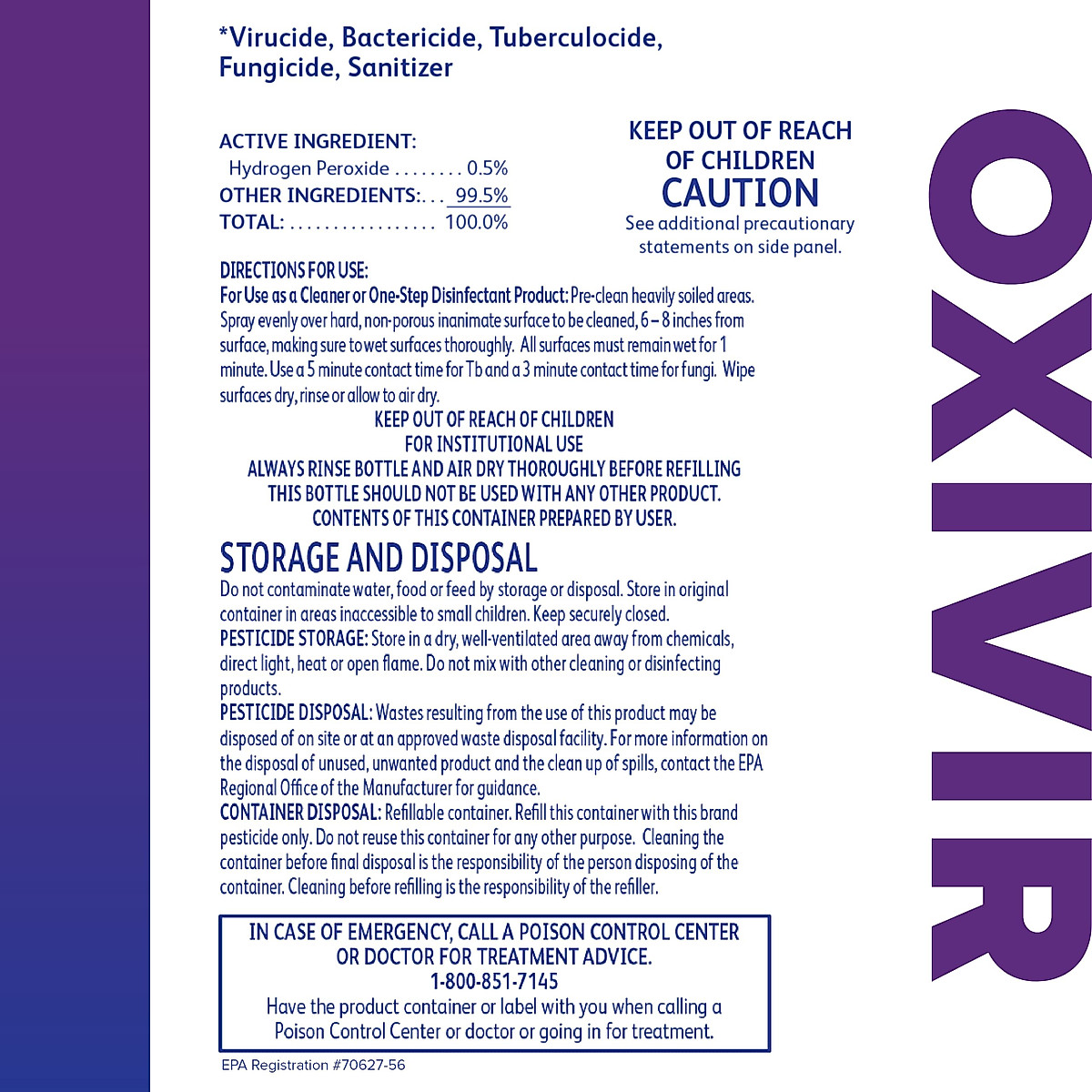 Oxivir Diversey 4277285 Tb Disinfectant Cleaner, Accelerated Hydrogen Peroxide, Ready-to-Use, 32-Ounce (Pack of 12 Capped Bottles + 1 Reusable Spray Nozzle)