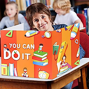 24 Pcs Privacy Boards for Student Desks Bright Colored Classroom Desk Divider Trifold Table Desk Privacy Panel Privacy Folders Screen Partition for School Teacher Student Study Test Home (Pen)