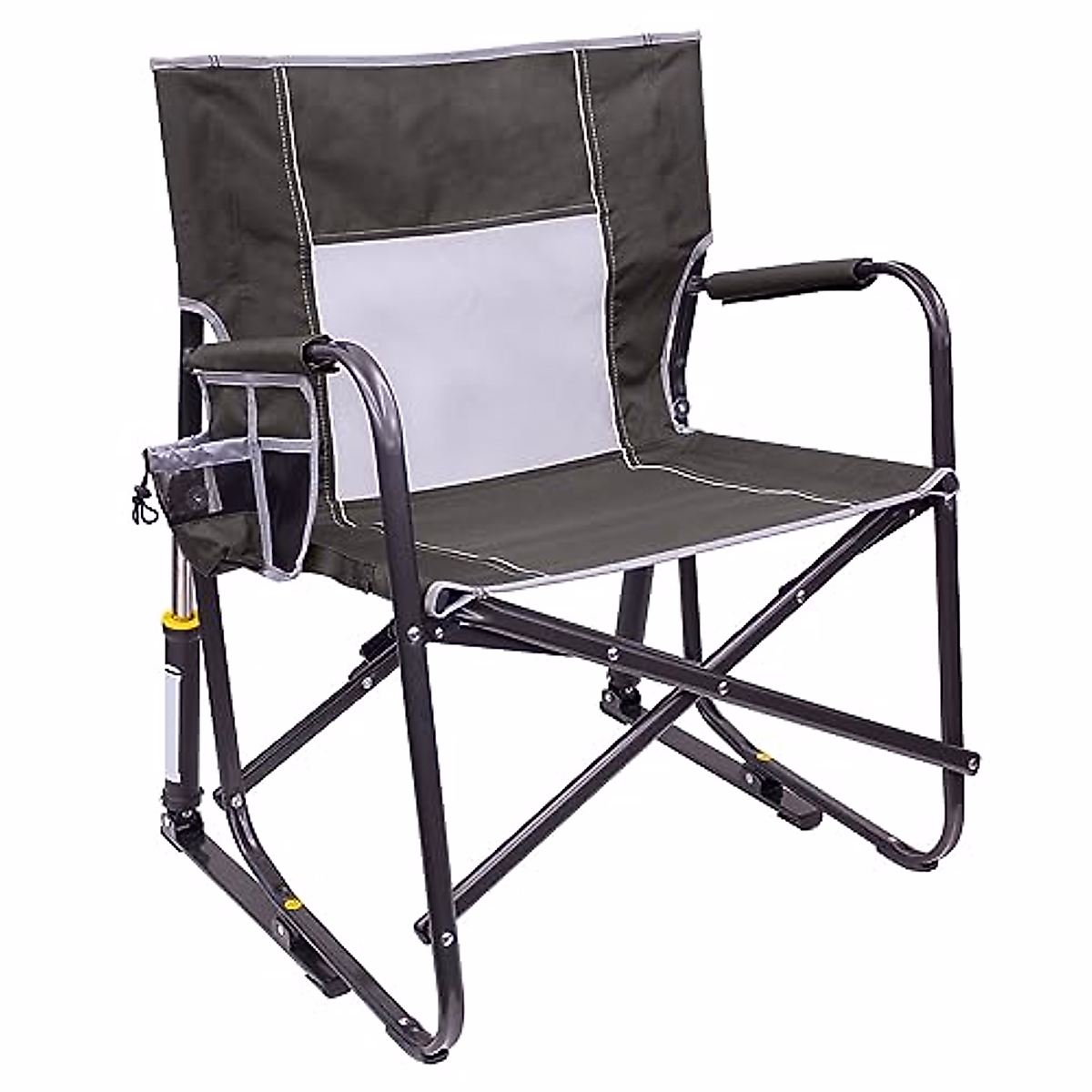 TAKTOP Outdoor Freestyle Rocker XL Folding Rocking Camping Chair with Carry Bag and Cup Holder for Patio, Garden, Lawn, Supports up to 300 lbs, Gray