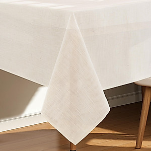 Karseteli Natural Linen Rectangle Tablecloth, Slubby Textured Fall Lightweight Table Cloth 60 x 84 Inch, Water Resistant Stain Resistant Farmhouse Burlap Table Cover for Kitchen Dining Room