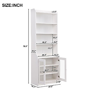 Modern Chic Elegant Entertainment Wall Unit with Tall Cabinets, Multifunctional TV Stand Set for TVs Up to 70", Television Stand with Acrylic Board Door, for Living Room, White