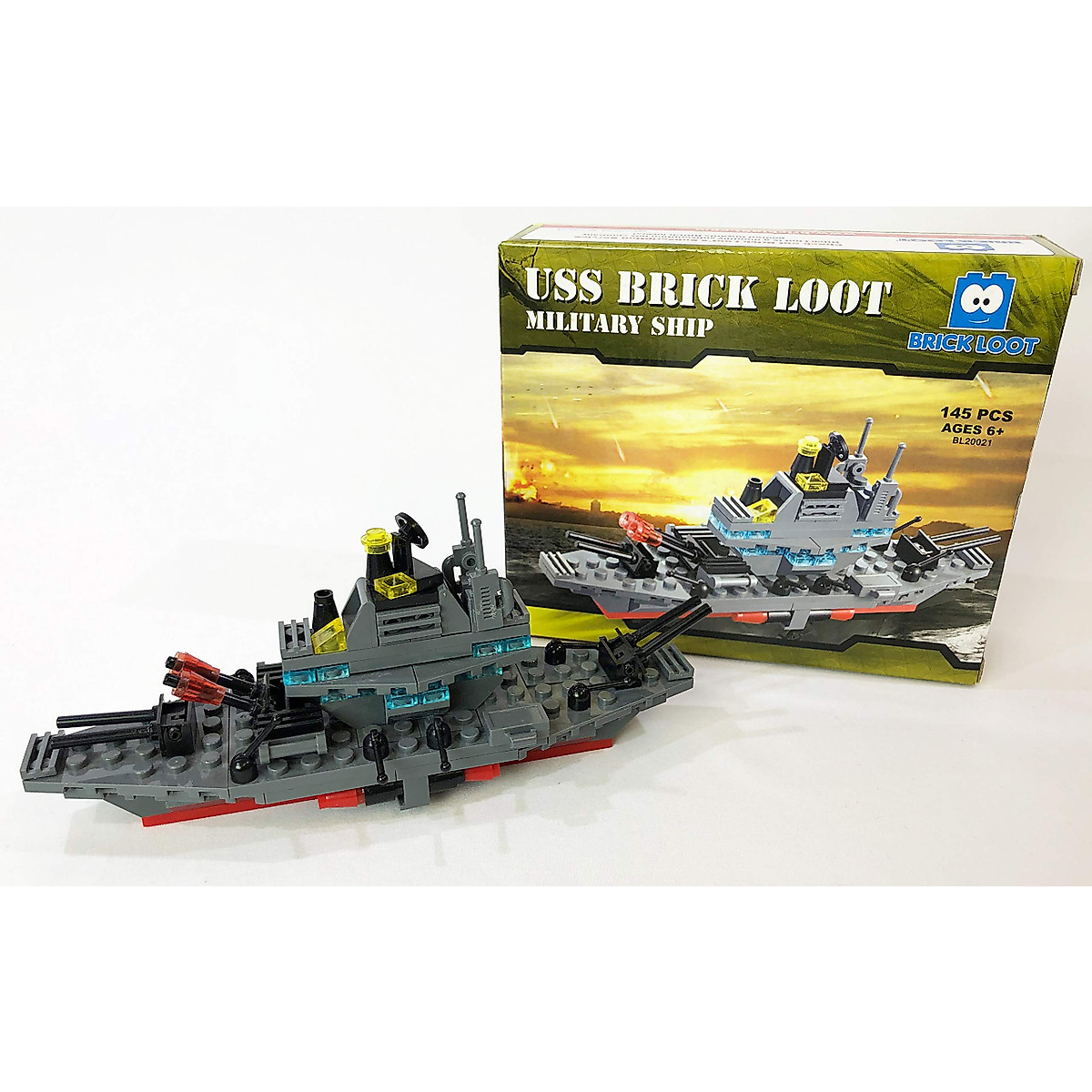 Brick Loot USS Naval Military War Weapon Ship- Brick Building Blocks - Quality Bricks - Compatible with Lego and All Major Brands