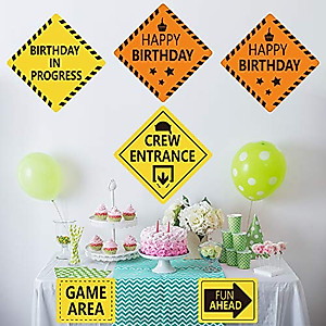 TUPARKA 16pcs Construction Themed Party Decorations Double Sided Cutouts Traffic Signs for Boys Kids Birthday Party and Bedroom Decorations