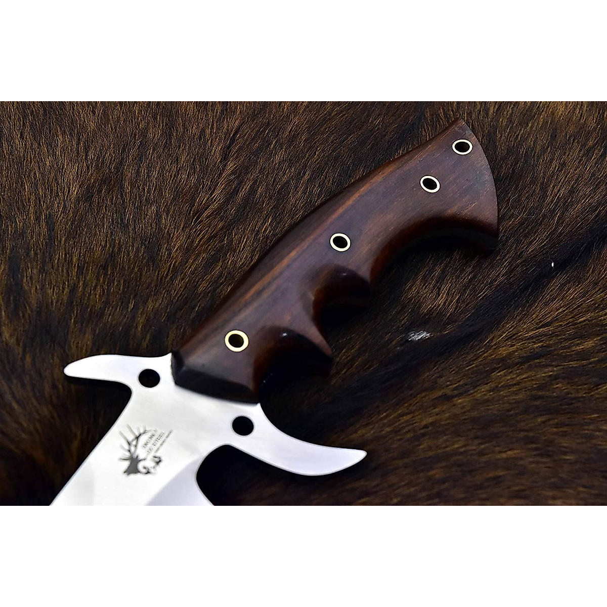 DKONLY-BLADES USA: Custom Handmade D2 Steel Full Tang Hunting Barong Camp Knife with Rose Wood Handle & Leather Sheath (AM46), Brown, Full Size 17.5'' Handle Size 5.5'' Blade Size 12''