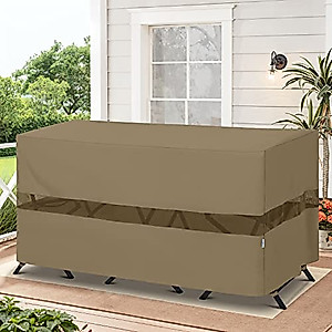 SunPatio Outdoor Bar Set Cover 69 Inch, Heavy Duty Waterproof Bistro Table Cover for 3-Piece Table and Chairs, All Weather Protection Patio Furniture Cover with Air Vent, 69" L x 32" W x 30" H, Taupe