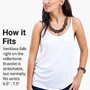 Shop LC Tigers Eye Gemstone Chips Necklace, Earrings & Bracelet Set - Cluster Stainless Steel Jewelry for Women - Boho Beach Healing Crystal Jewelry - Necklace Length 18" - Stretchable Bracelet