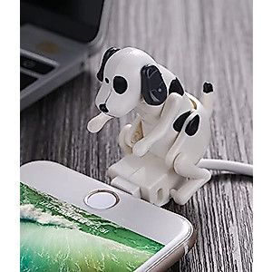 Goderat Portable Stray Dog Charging Cable, Funny Hump Dog Fast Charger Cable, Spoof Toy Data Cable for iPhone (iOS, White)
