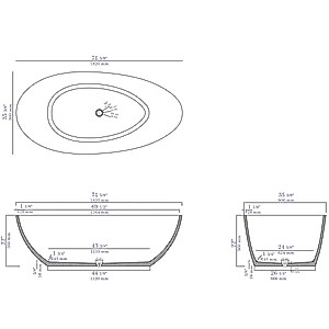 ALFI brand ABCO72TUB 72" Solid Concrete Tear Drop Freestanding Bathtub