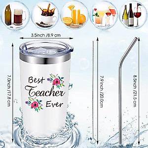 Patelai Teacher Appreciation Gifts for Women Best Teacher Ever Tumbler with Straw 20 oz Thank You Gifts for Women Travel Mug Teacher Gifts for Graduation Teachers Birthday Gifts