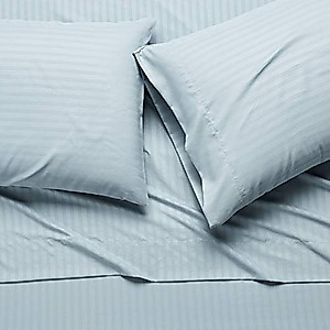 Amazon Basics Deluxe Microfiber 4-Piece Sheet Set, Full, Spa Blue Striped