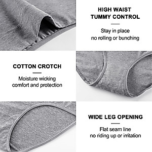 IROCUE High Waisted Underwear Cotton Brief Ladies Panties Full Coverage Breathable Tummy Control Underwear for Women Multipack-L