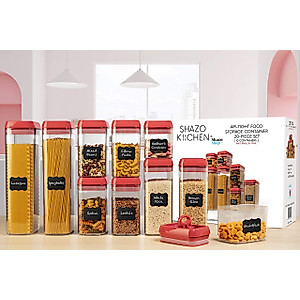 Airtight Food Storage Containers For Kitchen Organization 10 Pc - Food Canisters with Durable Lids, Labels & Marker - BPA Free For Pantry Organization & Storage: Cereal, Flour & Sugar Containers