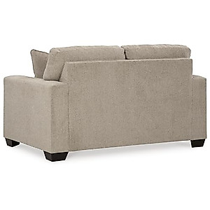 Signature Design by Ashley Deltona Contemporary Loveseat with 2 Accent Pillows, Beige