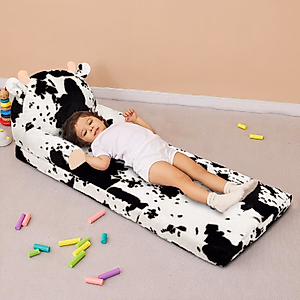 QIUODO Toddler Chair Plush with Removable Cover, Kids Sofa Bed to Lounger, Comfy Kids Couch for Kids Over 18 Months, Toddler Recliners for Kids（Milk Cow）