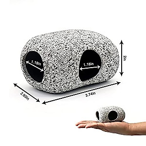 Aquarium Reptile Cave Ceramic Hidden Cavern Cave Fish Tank Rocks Decoration Aquarium Decor Betta Hideaway Betta Shrimp Breeding Playing(S+L)