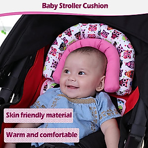 KAKIBLIN Toddler Head Support for Car Seat, Infant Car Seat Insert, Baby Soft Neck and Body Support Pillow for Carseat, Pink