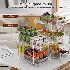 KELLODY 3 Tier Bathroom Storage Organizer with Dividers, Clear Under Sink Organizers and Storage Multi-Purpose Pull Out Cabinet Organizer for Bathroom Kitchen, Vanity Makeup Organizer