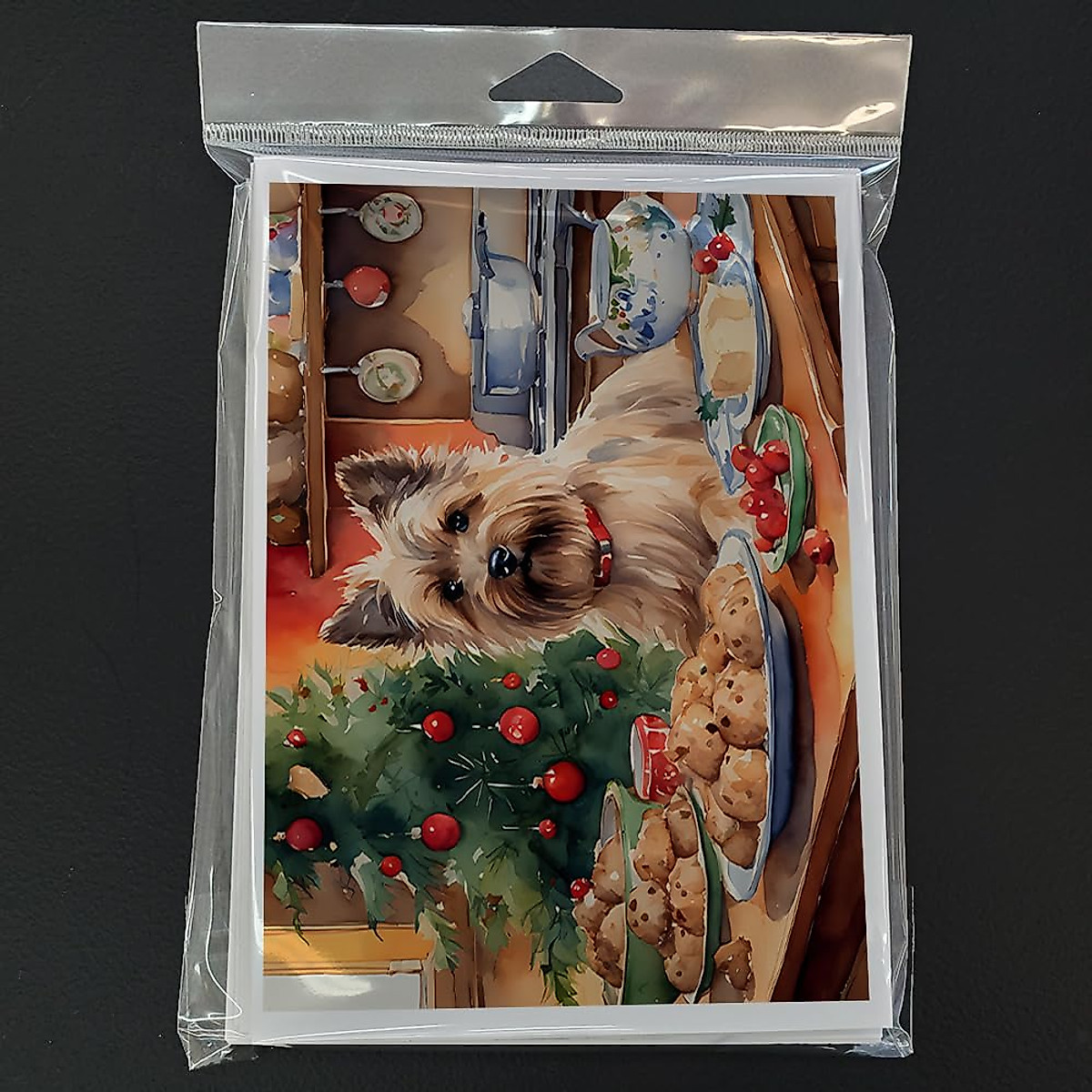 Caroline's Treasures DAC3755GCA7P Cairn Terrier Christmas Cookies Greeting Cards Pack of 8 Blank Cards with Envelopes Whimsical A7 Size 5x7 Blank Note Cards