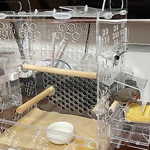 iplusmile Portable Bird Cage, Clear Acrylic Birdcage Hanging Bird Cage House Bird Bath Cage for Parrots, Parakeets, Macaw Lovebirds Bird Accessories