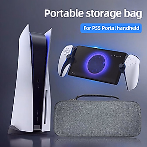 AZURAOKEY Compatible with PS Portal Accessories, Handheld Game Consoles EVA Hard Carrying Case and 9H Hardness Tempered Glass Screen Protector for Playstation 5 Portal Accessories
