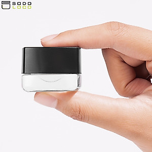 (200 Pack) 5ml Thick Glass Square Jars with Black Child Resistant Lids - Storage for Oil, Lip Balm, Wax, Cosmetics - Mini Child Proof Container