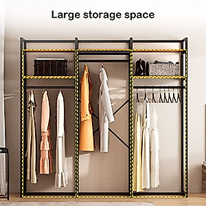 soges Garment Racks with 2 Tiers Shelves 3 Rod Clothes Rack FreeStanding Rack Organizer Storage for Hanging Clothes and Storage