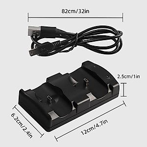 PS3 Controller Charger Station, Charging Dock for Sony PlayStation 3 Original Wireless Dual Controller and Move Controller with LED Light Indicator and Charging Cable
