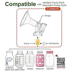 2X One-Piece Breastshields, Valves, Membranes Compatible with Medela Pump Parts, Pump in Style, Lactina, Symphony, Swing; 24 mm Standard breastshields; Made by Maymom