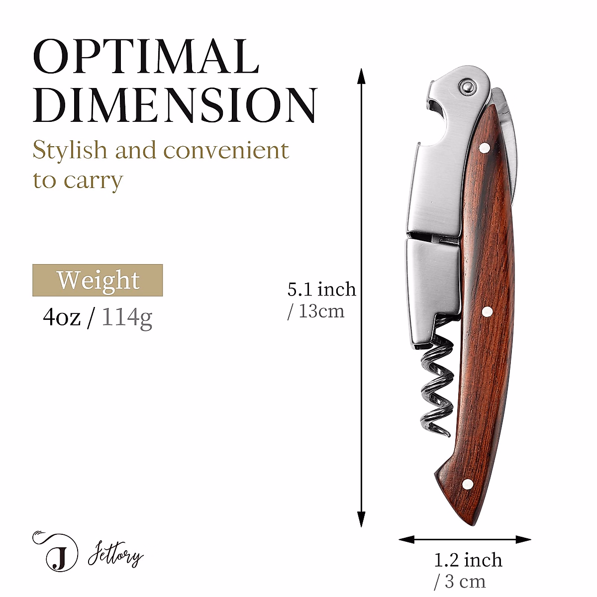 Jettory Wine Opener, Premium Waiters Corkscrew with Foil Cutter, Beer Opener & Dual Hinge for Wine Bottle, Stainless Steel Wine Key for Servers Waiters and Home Use