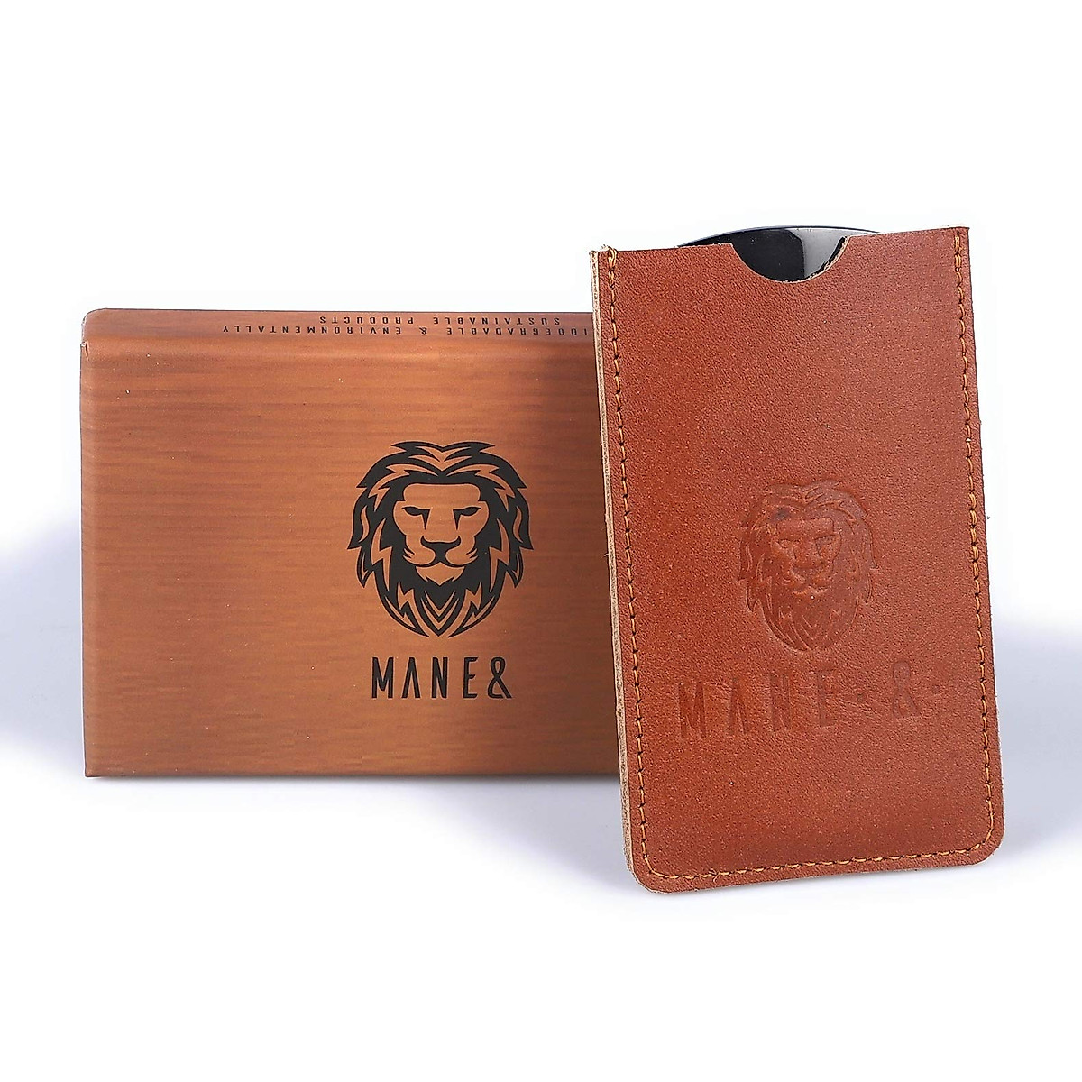 Premium 100% Oxhorn Dual-Action Beard Comb with Genuine Leather Case – the Perfect Beard Grooming Gift for Men by Man & Mane.