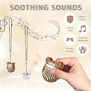 2 Pack Mini Kalimba Thumb Piano 8 Keys,Portable Solid Wood and Acrylic Mbira Finger Piano for Kids and Adults,Pocket Musical Gifts for Beginners w/Chain