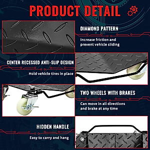 Datanly Set of 4 Car Dolly, Heavy Duty Wheel Dolly Car Stakes, Steel 6000 Lbs Capacity Auto Vehicle Moving Dolly with 360 Degree Wheels for Vehicle Storage Furniture Mover Trailer, 16" x 13"(Black)