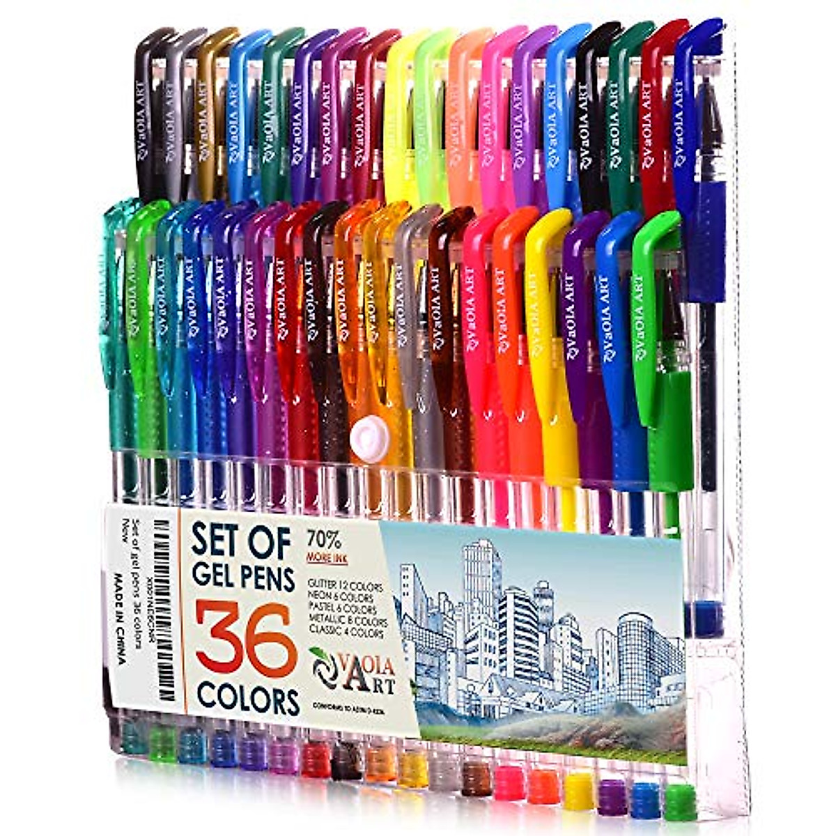 VaOlA ART 36 Gel Pens Set for Creative Drawing and Coloring