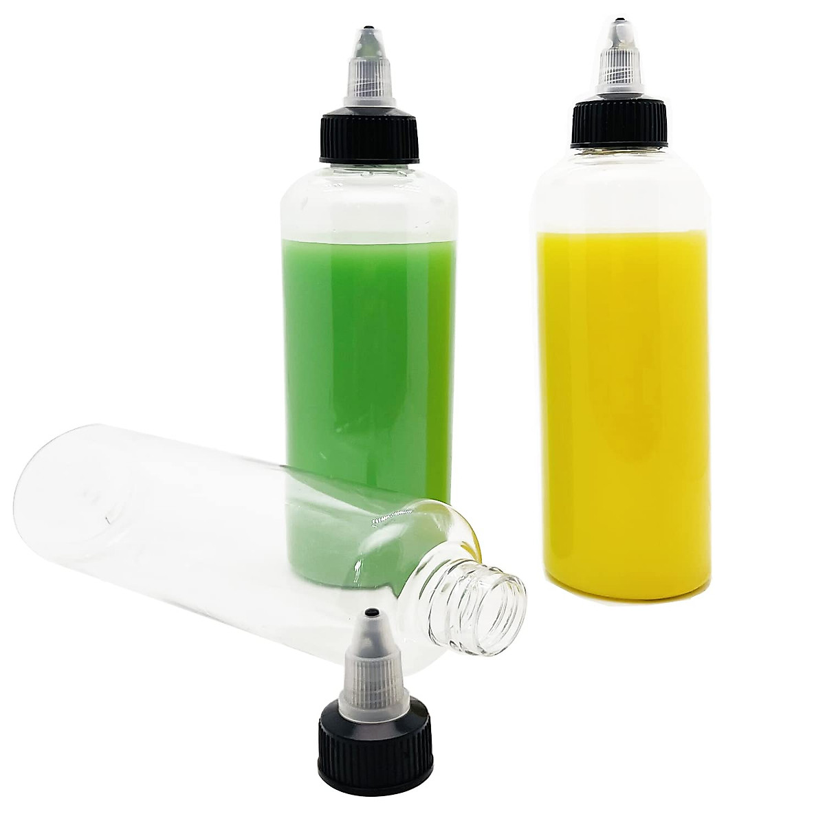 XYSMZM 3 Pcs Dispensing Bottles, 8oz Plastic Boston Squeeze Bottles with Twist Top Cap