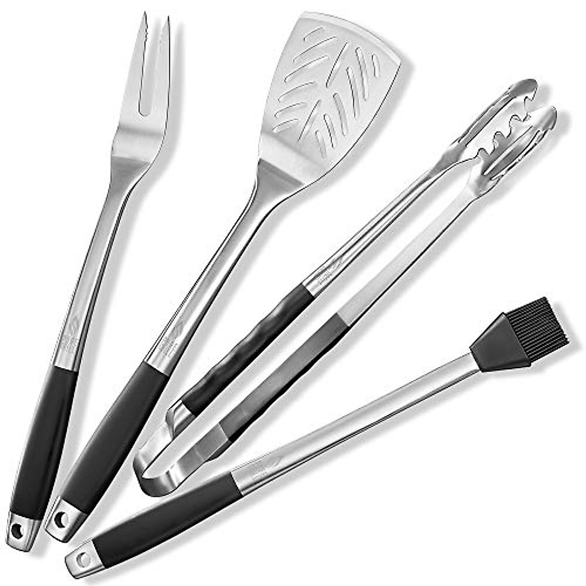 Pure Grill 4-Piece Stainless Steel BBQ Tool Utensil Set - Professional Grade Barbecue Accessories