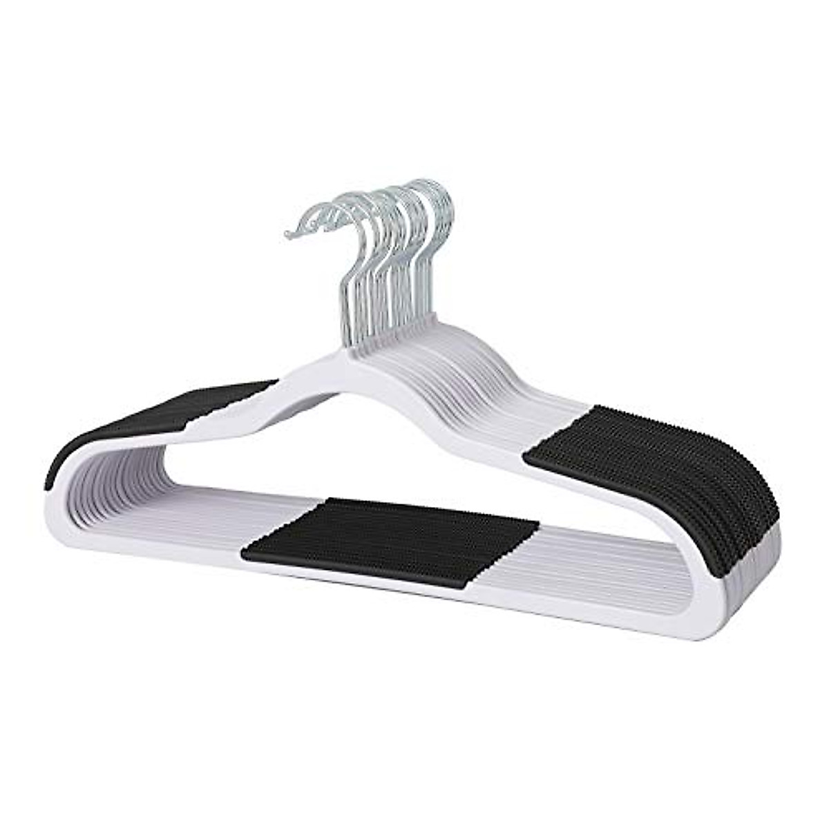 Finnhomy Heavy Duty 50 Pack Plastic Hangers, Durable Clothes Hangers with New Generation Non-Slip Pads,Space Saving Easy Slide Organizer for Bedroom Closet, Great for Shirts, Pants, White