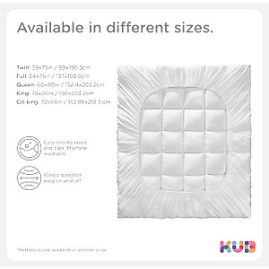 KUB Cotton Mattress Topper, Queen, Cooling Cotton Pillow Top with 8-21 Inch Deep Pocket, 3D Snow Down Alternative Fill, Breathable Fluffy Mattress Pad Cover (White, Queen 80 * 60inch)