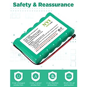 NYI Upgraded 3700mAh Battery Compatible with DSC IMPASSA 9057 2-Way Wireless Security System Alarm Panel, 6PH-H-4/3A3600-S-D22 Replacement, 7.2V Rechargeable Ni-MH Battery Pack for ADT Control Panel