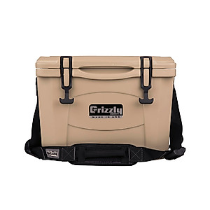 Grizzly 15 Cooler | 15 qt Ice Chest Durable Rotomolded Insulated | Made in USA | Warranty for Life | For Beach Boat Camping Fishing Hunting | G15 | Tan