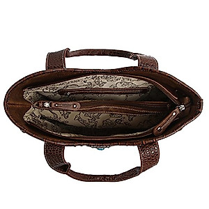 Western Handbag - Classic Concho Embossed Concealed Carry Tote Bag with Fringe