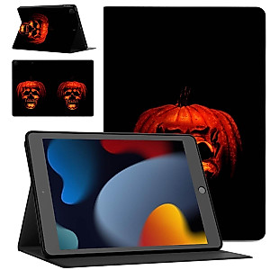 Cool Tablet Case for Samsung Galaxy Tab S7 FE/S8 Plus 2022/S7 Plus Case 12.4 Inch, Horror Movie Pattern Halloween Design Cases, PU Leather Folio Back Cover Funda for SM-X800 X806 T970 T975, Pumpkin 3