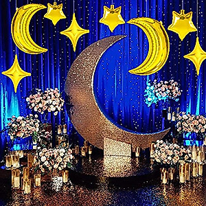 42pcs Gold Star Balloons Gold Moon Foil Balloons Star Balloons Metallic for Eid Mubarak Decorations Graduation, Outerspace, Baby Shower, Birthday, Wedding Anniversary Party Decorations Supplies