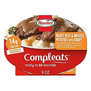 HORMEL COMPLEATS Roast Beef & Mashed Potatoes With Gravy Microwave Tray, 9 Ounce (Pack of 6)