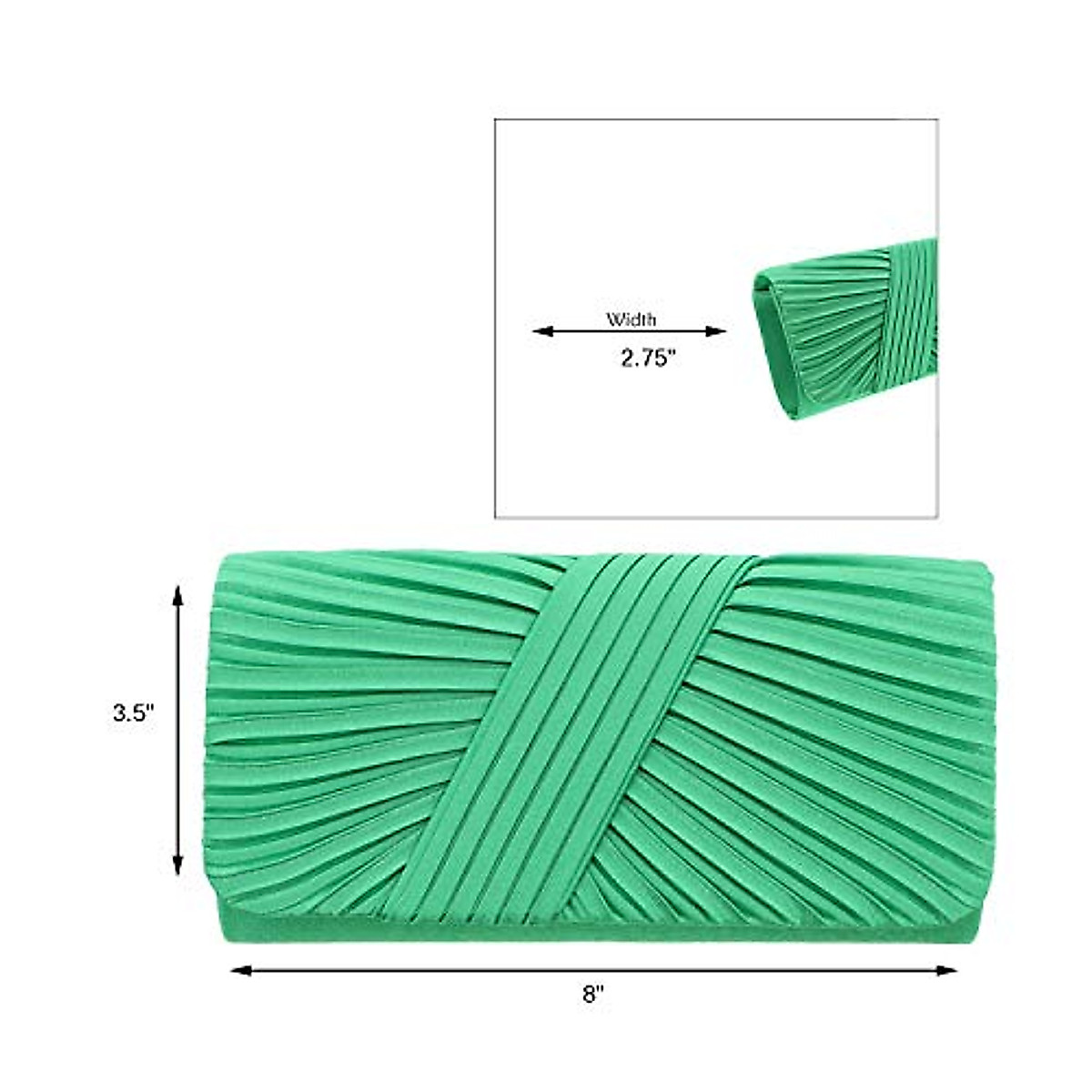 Satin Evening Purse With Pleated Design-Green